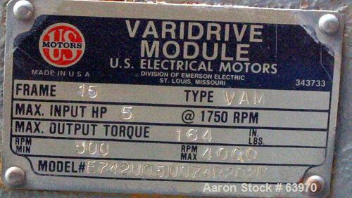 USED: US vari-drive motor, 5 hp, 230/460 1745 rpm, gearbox ratio 9.30