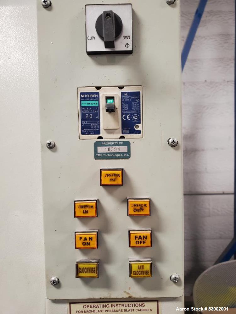 Used MaxiBlast Plastic Media Blast Cabinet. Last used to remove mold
