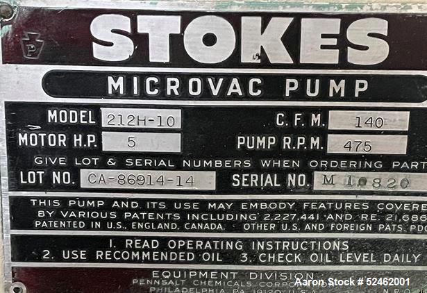 UsedStokes Front Loading Horizontal Batch Metalizer, Model 426-4, In