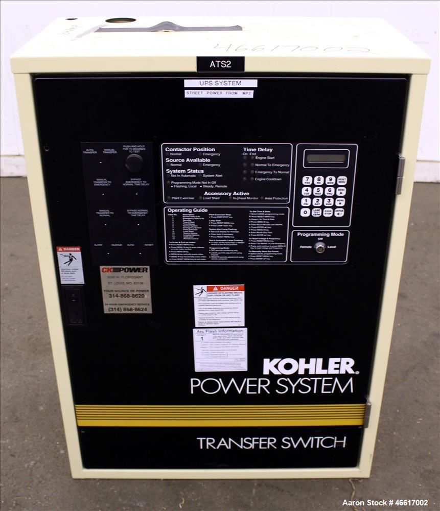 Used Kohler Automatic Transfer Switch, Part# K-566341-104, 104 Amp. 3