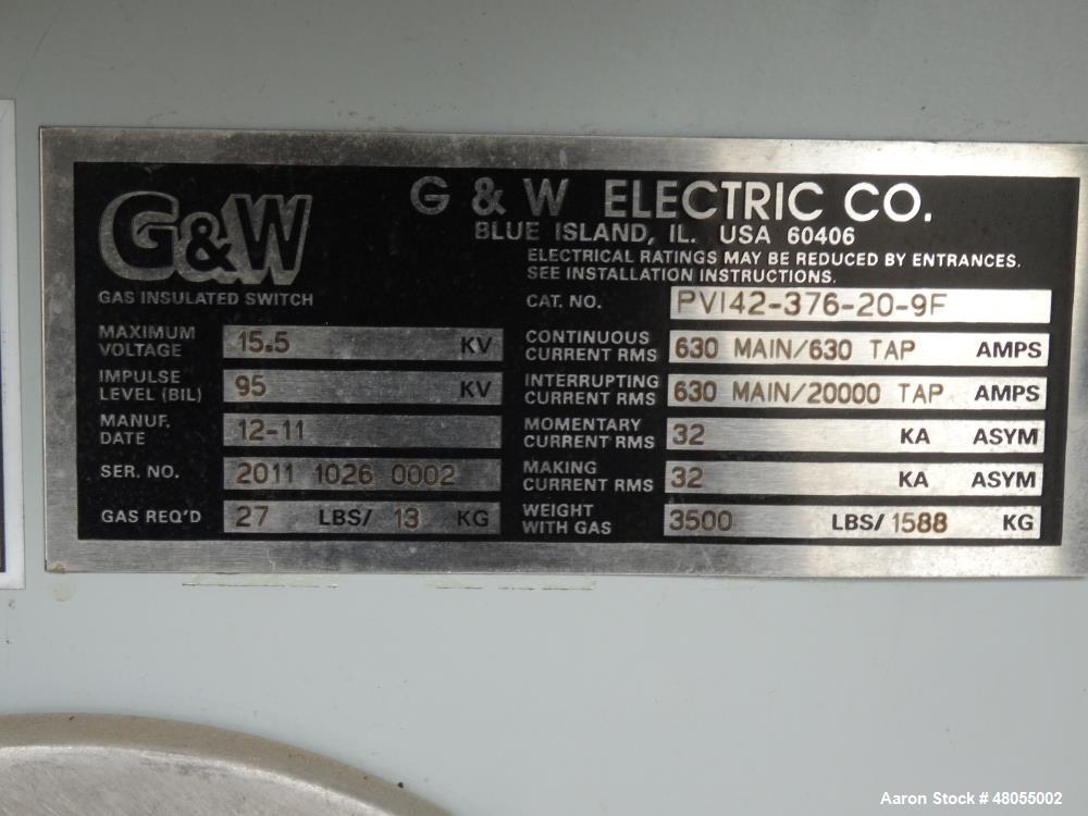 Used G & W Electric Padmount Style Gas Insulate Switchgear, Catalog#