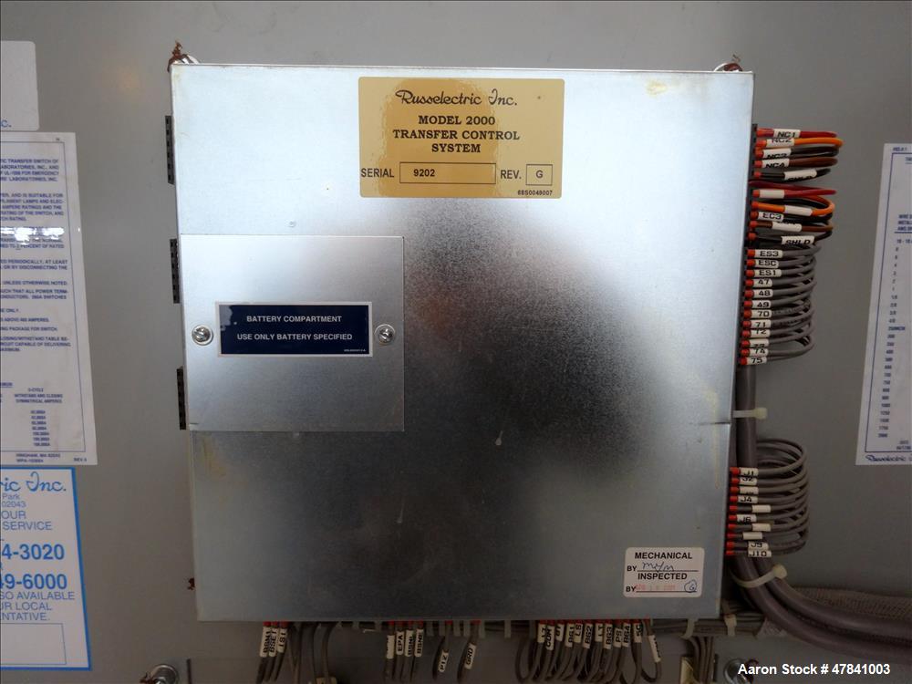 Used Russelectric Dual Operator Automatic Transfer Switch, Model RTBD