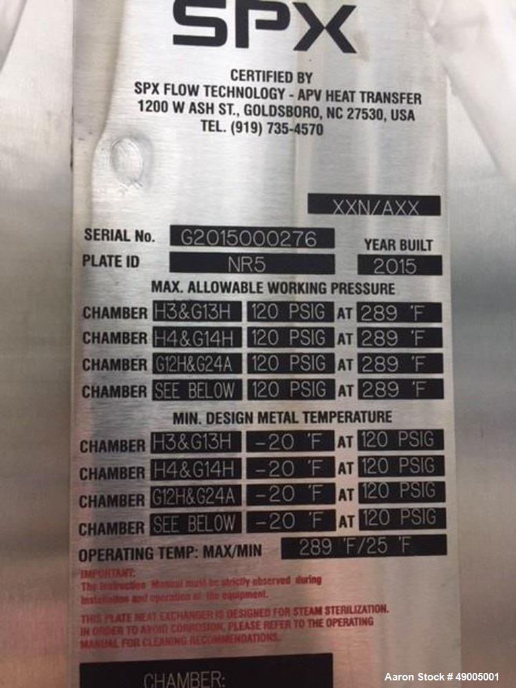 Unused- SPX APV Flow Plate Heat Exchanger, 1,617 Square Foot Heat Tra