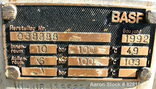 USED: BASF Six Pass Shell and Tube Heat Exchanger, 157 square feet, h