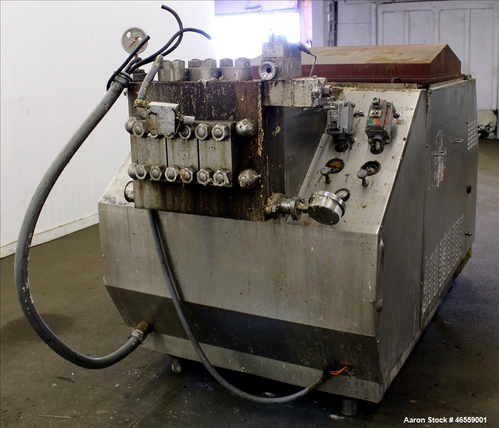 Used APV Dual Stage Homogenizer, Model 2400M8453TBS, 2,400 Gallons Pe