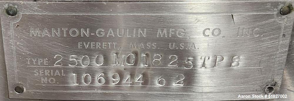 Used Reconditioned- Gaulin Model MC18 10TBS Stainless Steel clad homo