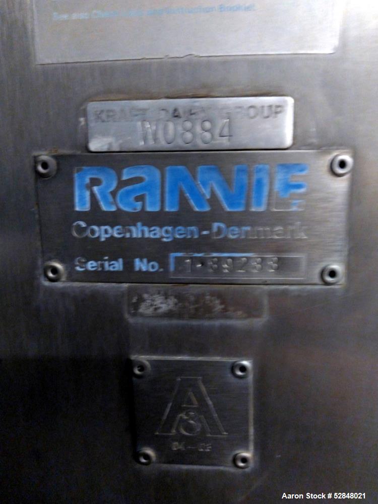Used Rannie Homogenizer, Model BT, Type 40.120H. Capacity 1056.688 gp