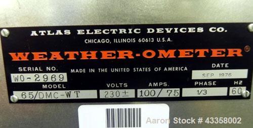 Used Atlas Model 65/ DMC-WT Weather-Ometer, 304 Stainless Steel. Insi