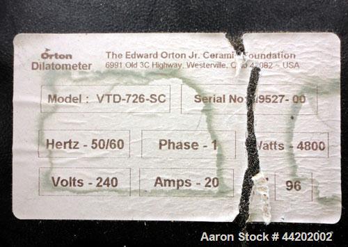 Used Orton Ceramic Dilatometer, Model VTD-726-SC. Designed to measure