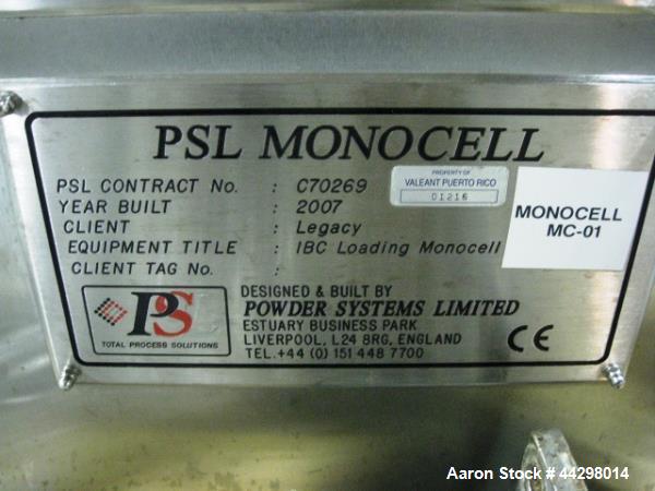 Used Powder Systems Limited (PSL) Monocell IBC Isolator, stainless st