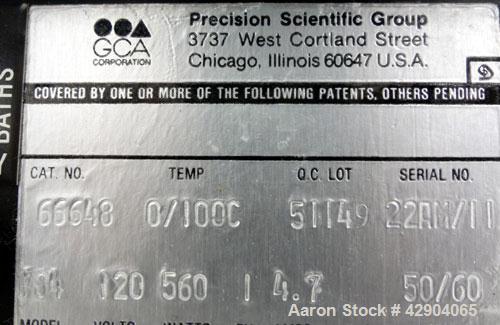 Used Precision Scientific Group Water Bath, Model 184, Stainless Stee