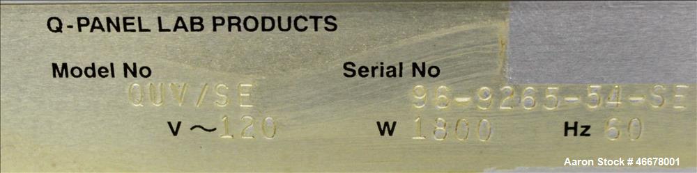 Used Q-Panel Lab Products QUV Accelerated Weathering Tester, Model QU