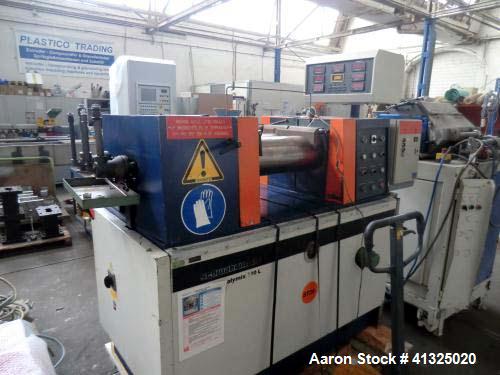 Used Schwabenthan 2 Roll Mill, Model Polymix 200 L. Throughput 110 lb