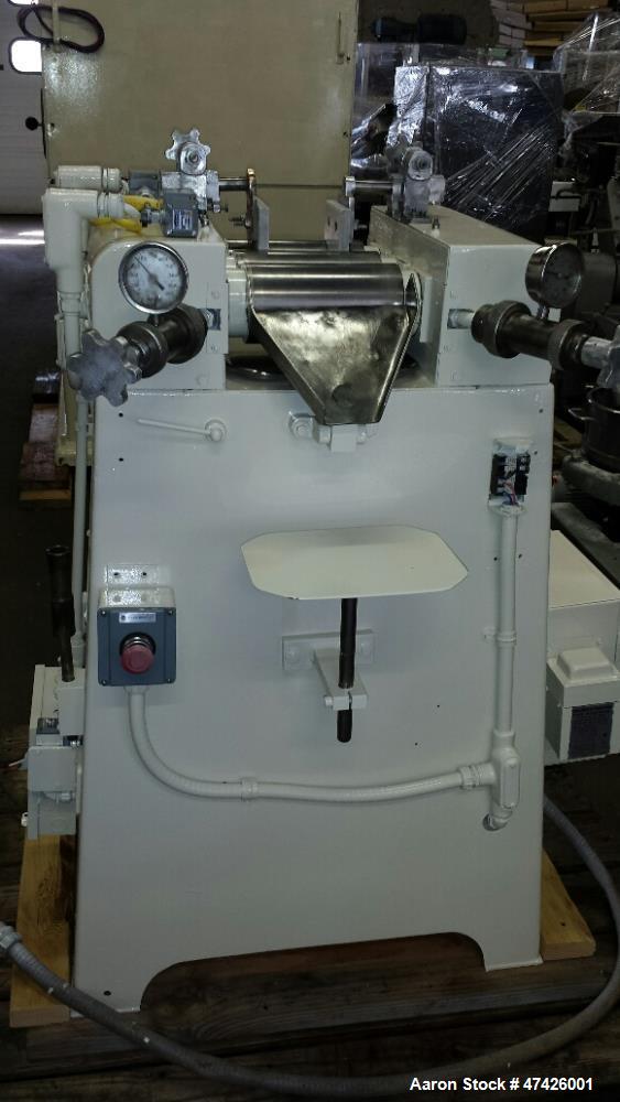 Used Kent Three Roll Mill. Features: water cooled rolls handwheel adj