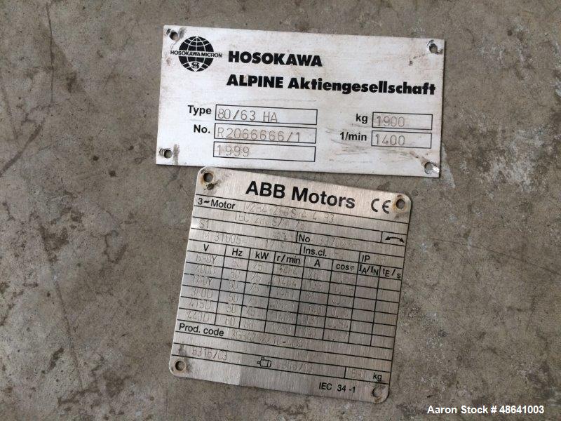 Used Hosokawa, Alpine AG Hammer Mill/Granulator, Type 80/63 HA. 24.6“