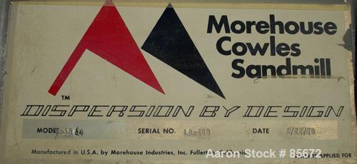 Used Morehouse Cowles Vertical SandMill, Model 7015, Stainless Steel.