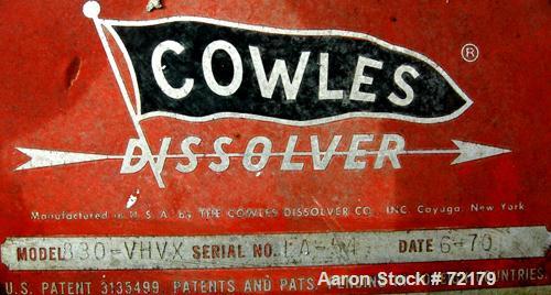 Used Cowles Dissolver, Model 830VHVX, 321 Stainless Steel. (1) 2-7/8"