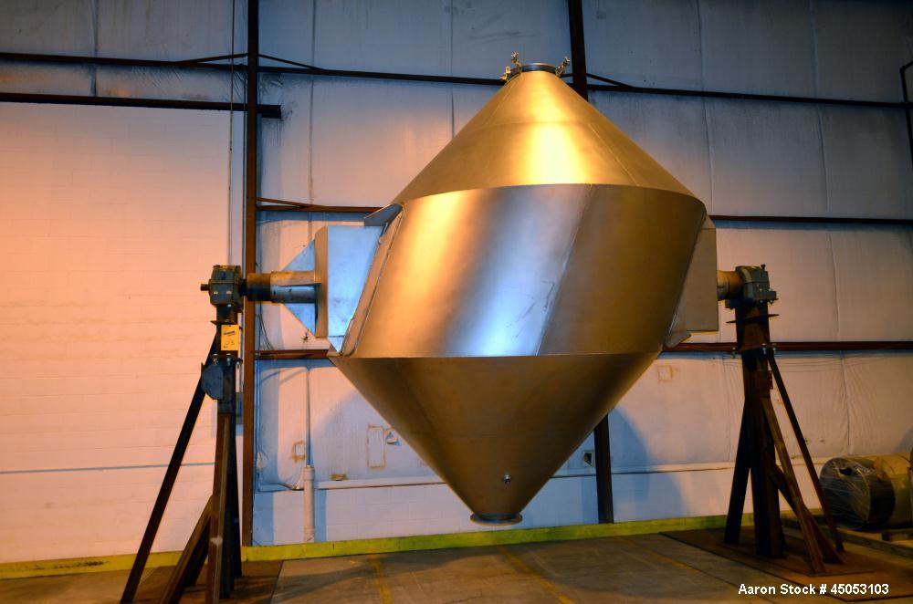 Used Slant Double Cone Mixer, Approximate 250 Cubic Feet, 304 Stainle