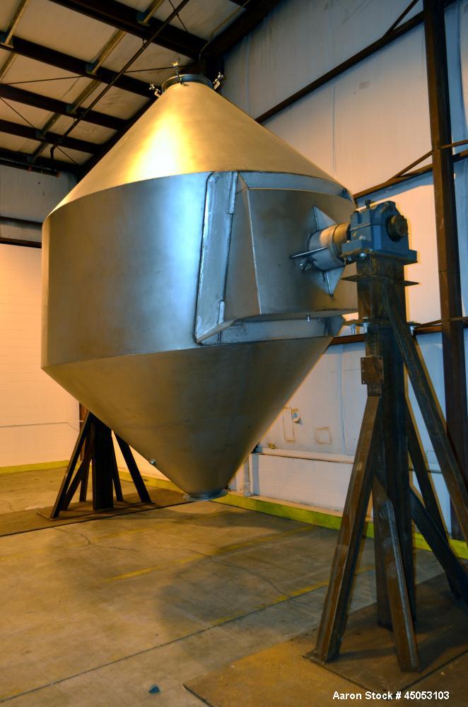Used Slant Double Cone Mixer, Approximate 250 Cubic Feet, 304 Stainle