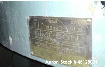 UsedSimpson Muller Mixer, Model 2UD. (2) Muller wheels, carbon steel