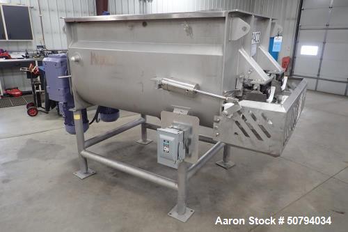 Used Mepaco Jacketed Dual Ribbon Blender, 2000 lb. capacity, 67 cubic