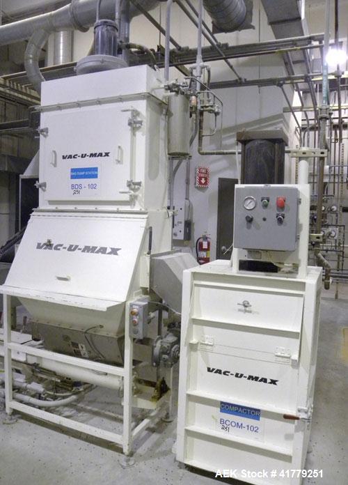 Used- Vac-U-Max Bag Dump Station, Carbon Steel. Top mounted dust coll