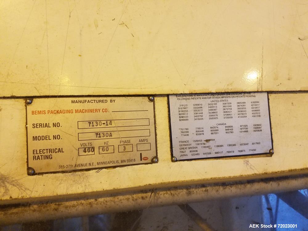 Used Bemis Duplex Automatic Bagging System, Model 7130A. Includes: Pa