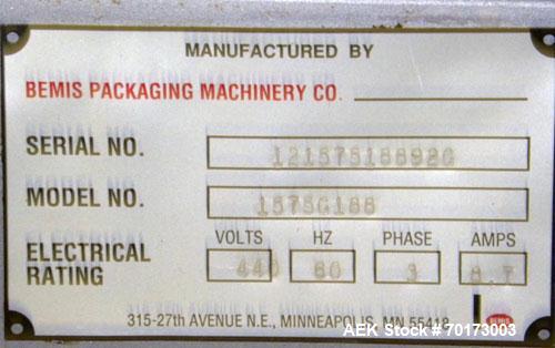 Used Bemis Packaging Machinery Model 1575G188 Bag In Box Inserter, Ma