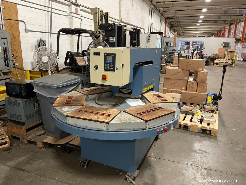 Used Starview Model ERB-14-18, 6 Station Rotary Blister Sealer. Capab