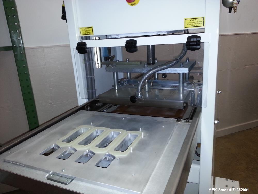Used Alloyd Model 2SM1216 Heat Sealer. Has 12"x16" seal area per tray