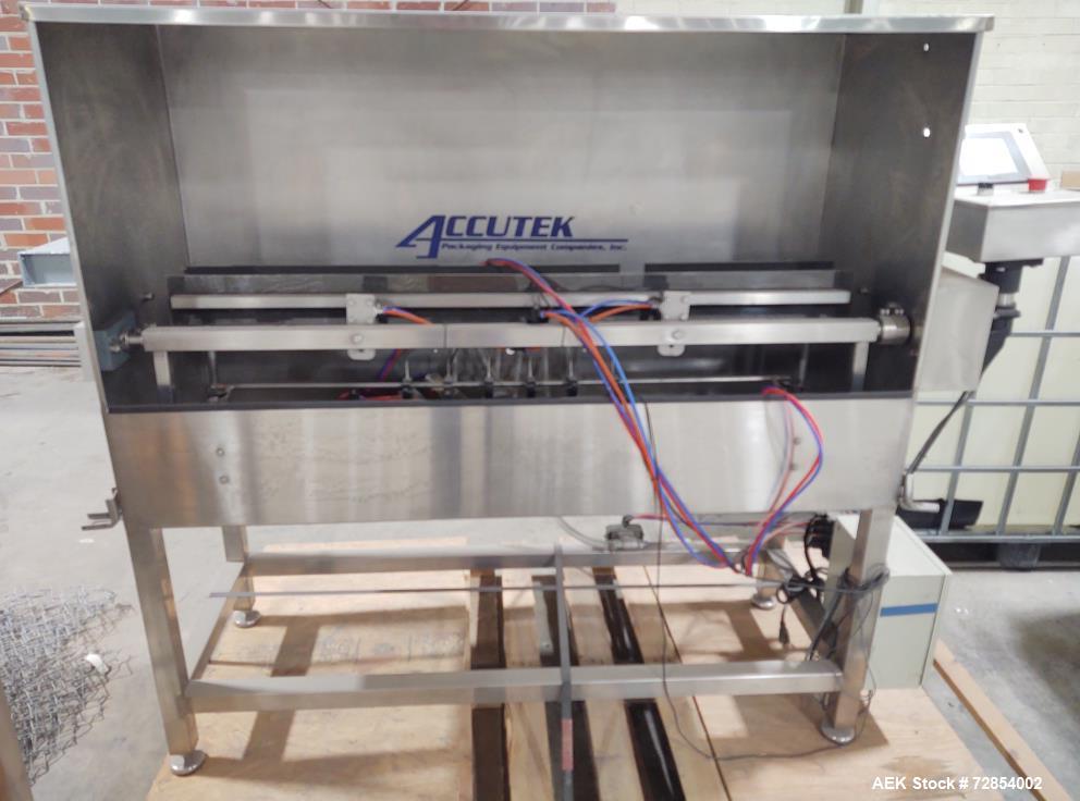 UsedAccutek Model 50BR1L02 S/S (6) Head Pneumatic Bottle Rinser. Prod