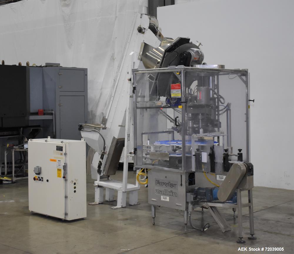 Used Fowler Zalkin Single Head Chuck Capper. Approximate speeds up to