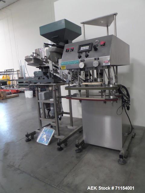 Used Inline Filling Systems Capper. 110V, 60 cycle. Includes hopper