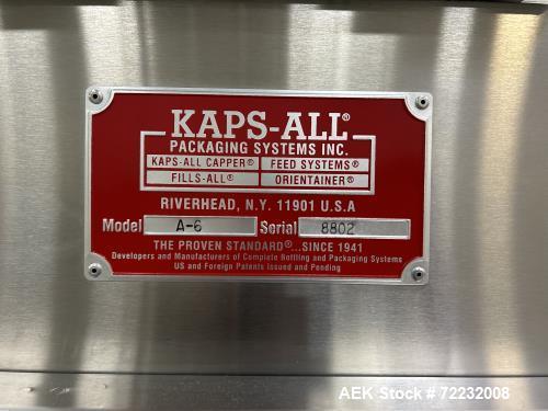 Used KapsAll Model A-6 Automatic Quill Capper. Six spindle with doubl