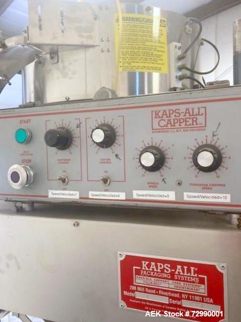 Used Kaps-All Model A6 Automatic Inline 6-Spindle Quill Capper. Speed