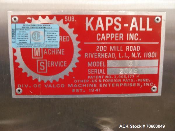 Used Kaps-All Capper, Model C, 4 spindle, inline design, powered side