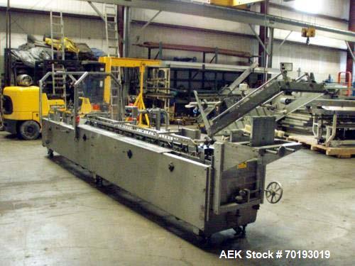 Used Adco Semi Automatic Horizontal Cartoner, Model 15D105-SS. Set on