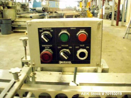 Used Adco Semi Automatic Horizontal Cartoner, Model 15D105-SS. Set on