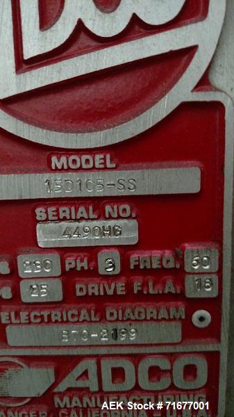 Used Adco 15D105-SS Stainless Steel Horizontal Load Semi Automatic Ca