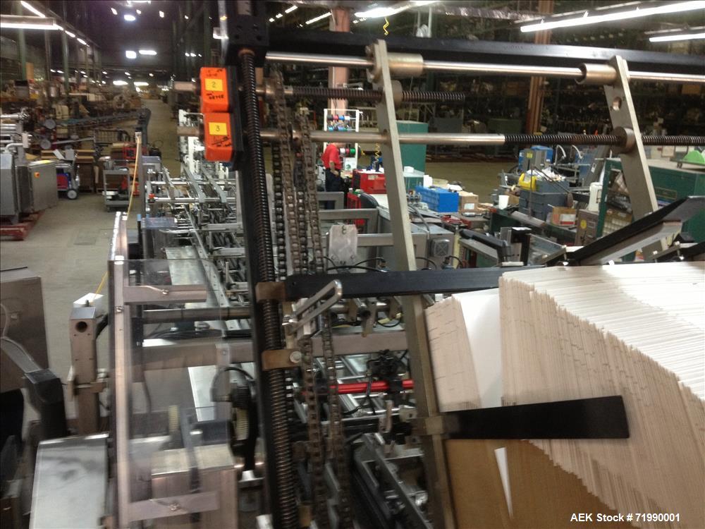 Used Langen B1M Semi-Automatic Horizontal Cartoner. 18" center machin