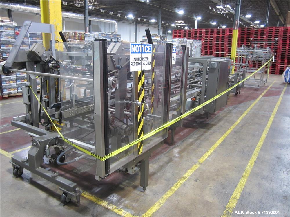 Used Langen B1M Semi-Automatic Horizontal Cartoner. 18" center machin