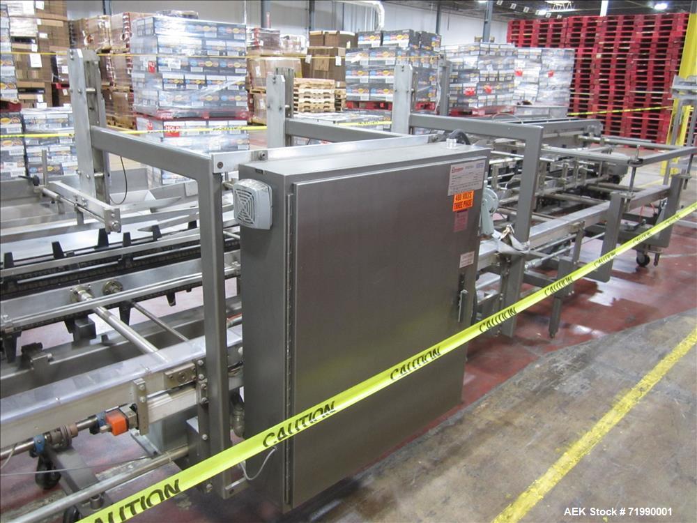 Used Langen B1M Semi-Automatic Horizontal Cartoner. 18" center machin