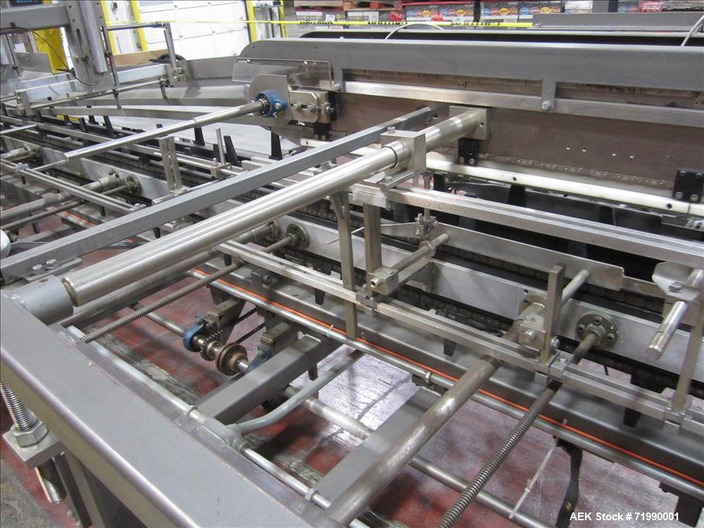 Used Langen B1M Semi-Automatic Horizontal Cartoner. 18" center machin