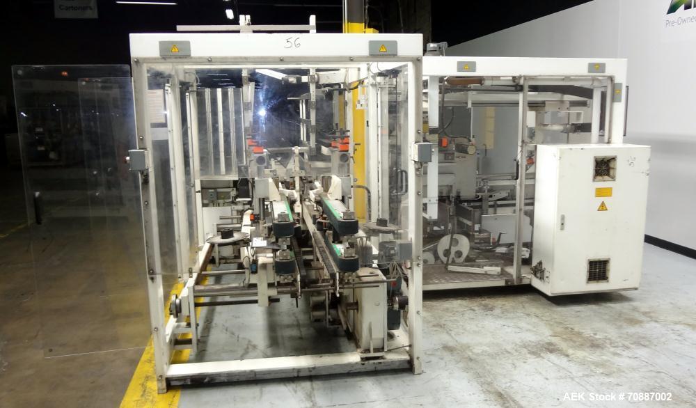 Used Focke Model 486 Automatic Case Erector, Side Load Packer, and Ta