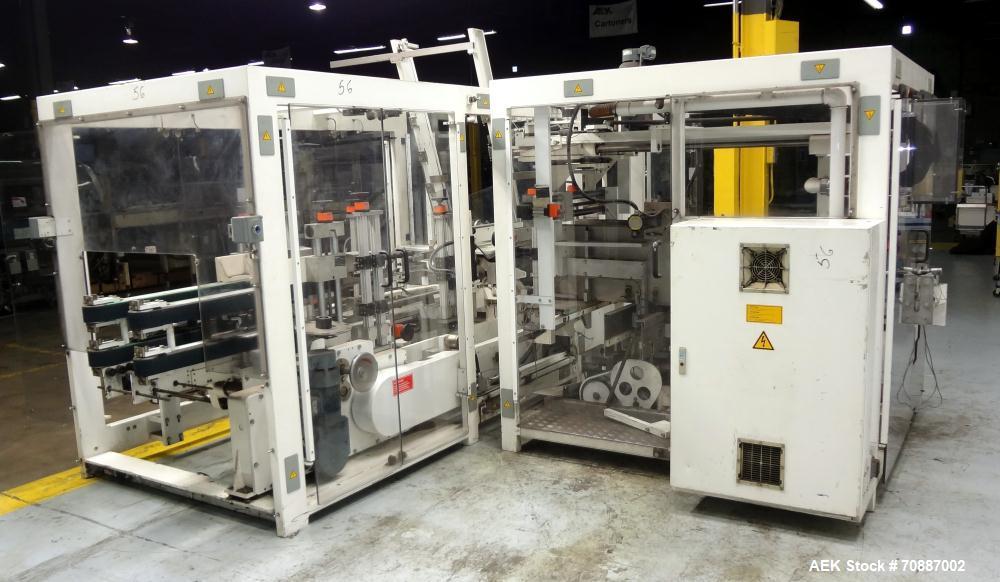 Used Focke Model 486 Automatic Case Erector, Side Load Packer, and Ta