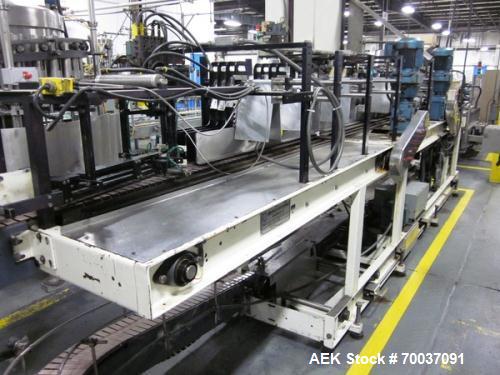 Used Hartness, Case Packer with Infeed Laner, Model 825. Lowering hea