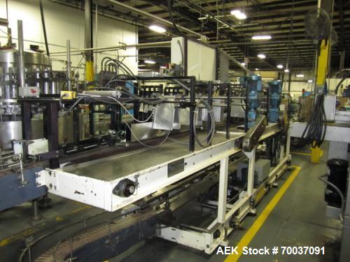Used Hartness, Case Packer with Infeed Laner, Model 825. Lowering hea