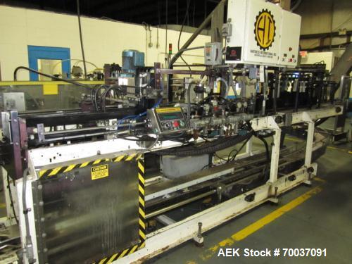 Used Hartness, Case Packer with Infeed Laner, Model 825. Lowering hea