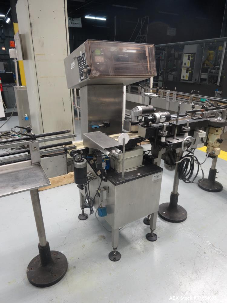 Used Garvens Model SL3PM Belt Sytle Aerosol Can Checkweigher. Capable