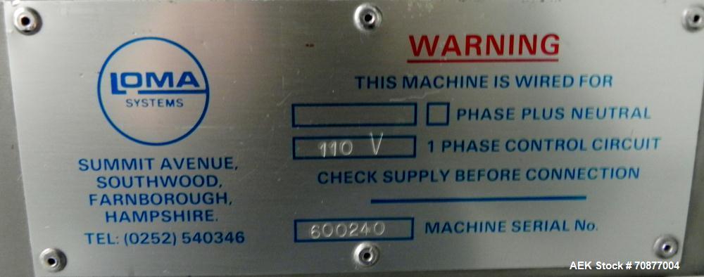 Used Loma Model 6000PWT Automatic Belt Checkweigher. Has 5- 1/2" wide